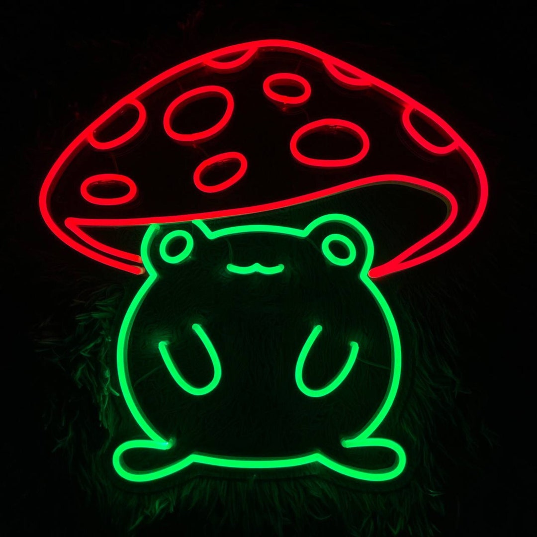 Mushroom Frog Neon Sign, Frog LED Sign, Mushroom Neon Light, Kid Room ...