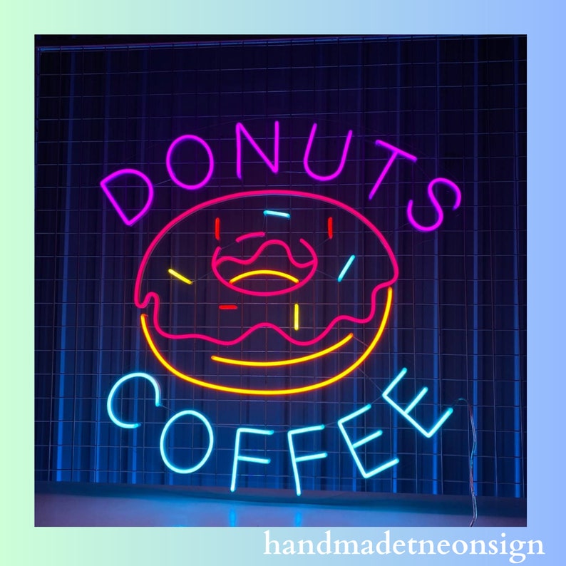 Donuts Coffee Led Sign, Donut Led Sign, Wall Decor, Shop Neon Sign ...