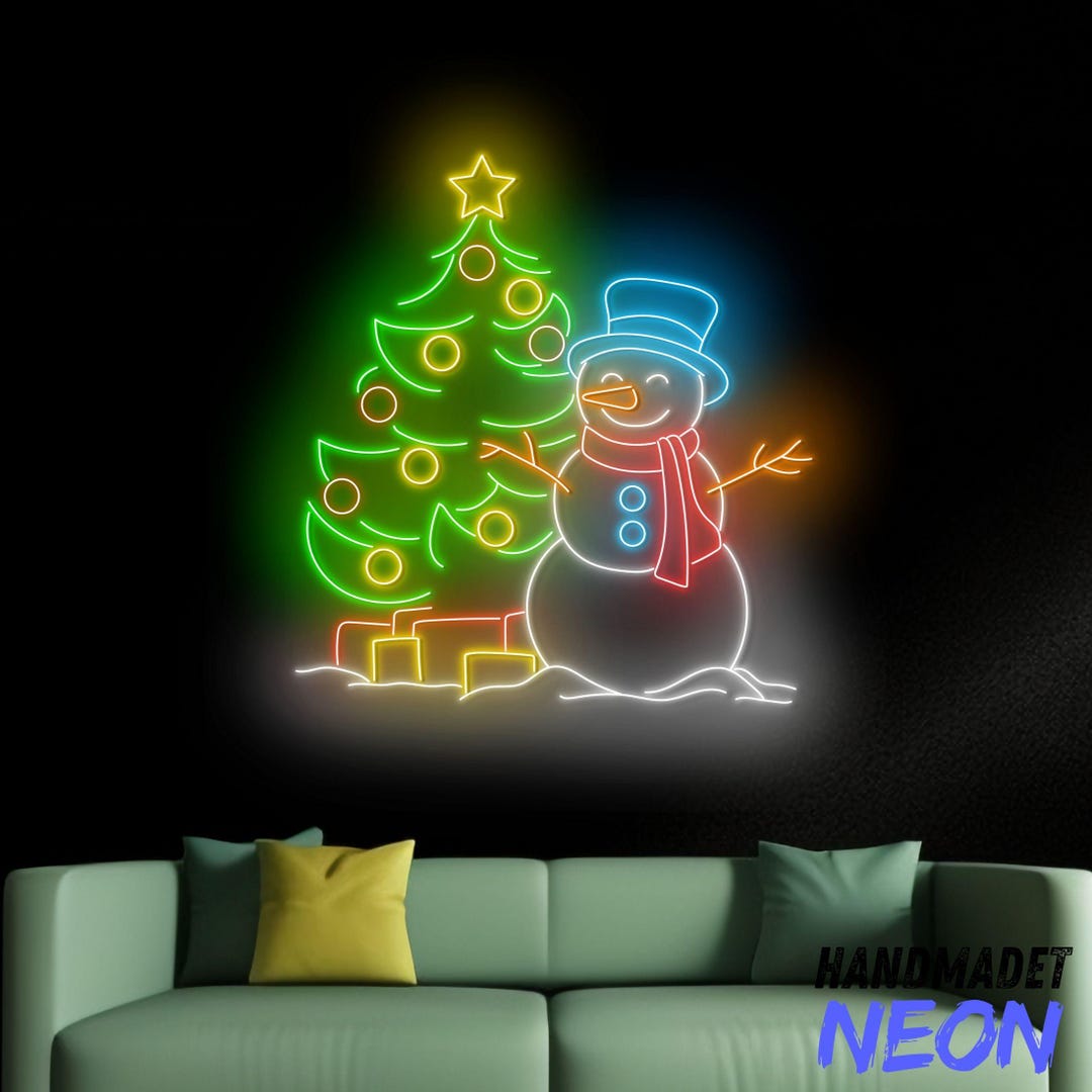 Snowman Christmas Neon Sign, Merry Christmas Led Sign, Christmas Tree ...