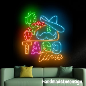 It's Taco Time Neon Sign, Tacos Led Sign, Mexico Tacos Led Light, Tacos ...