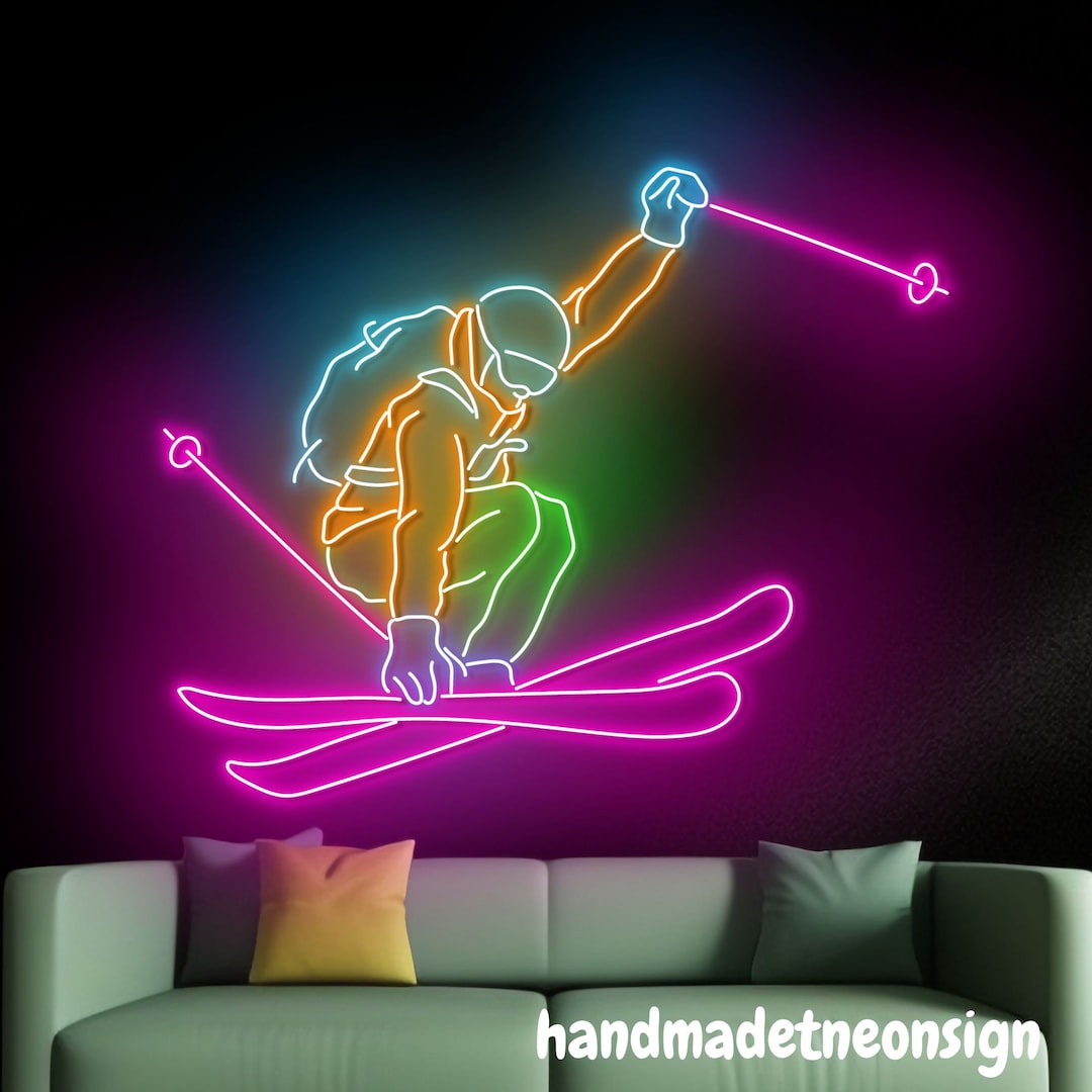 Man Skiing Neon Sign, Man Skiing Led Sign, Man Skiing Neon Light ...