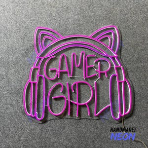 Headphone Gamer Girl Neon Sign, Game Headphone Led Sign, Game Player ...