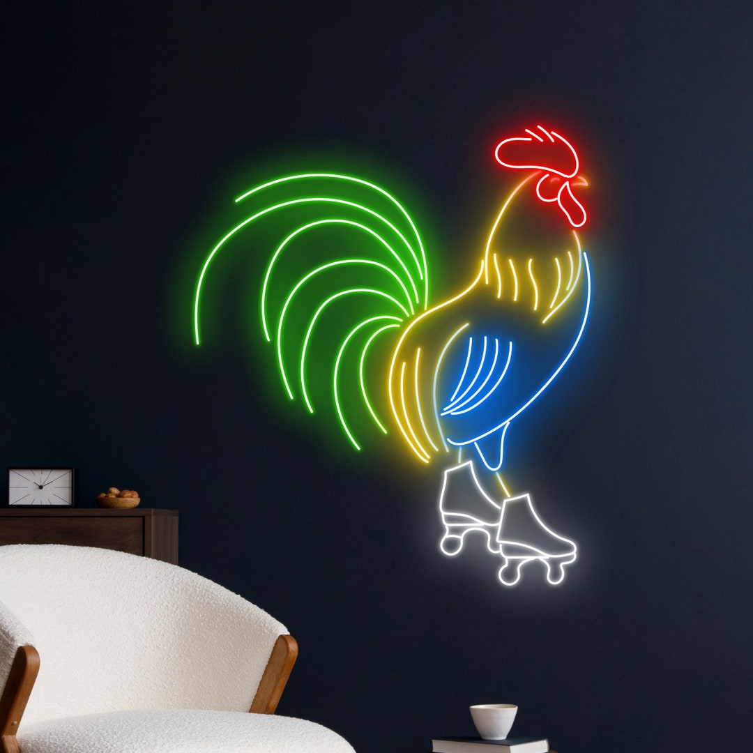 Rooster Skating Neon Light, Skating Led Light, Rooster Led Sign ...