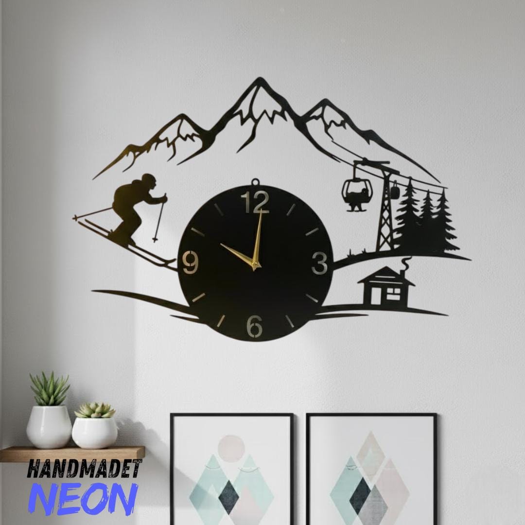 Personalized Skiing Metal Wall Clock, Custom Skier Metal Wall Clock ...