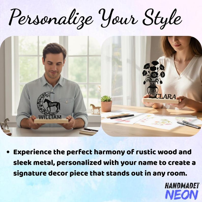 Custom Rock Band Metal Table Decor With Wooden Base, Personalized Name ...