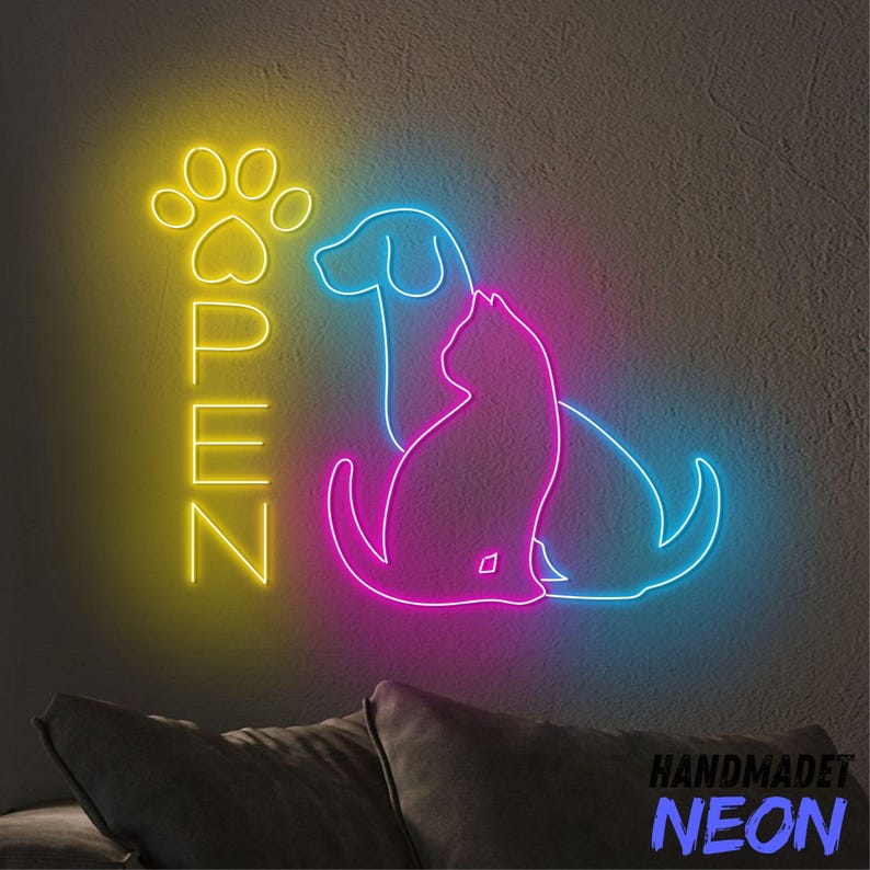 Veterinary Open Neon Sign, Dog Cat Led Sign, Medicine Neon Light, Pet ...