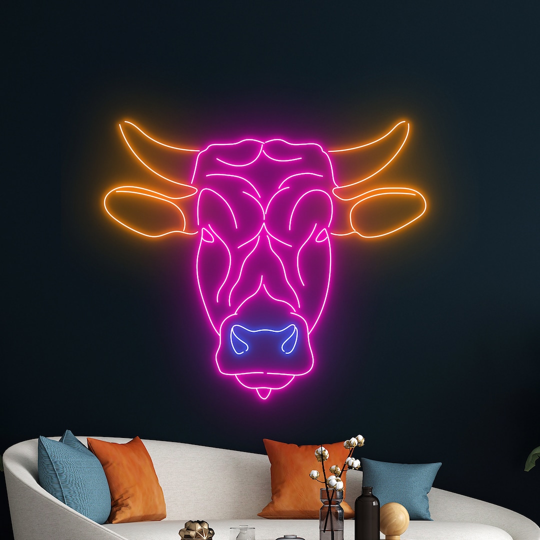 Cow Neon Sign, Cow Head Led Sign, Cow Animal Led Sign, Custom Cow Neon ...