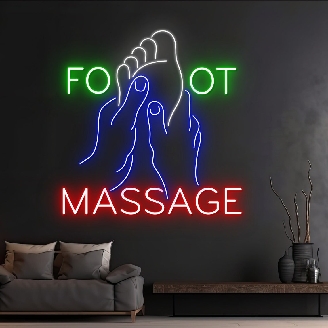 Custom Foot Massage Neon Sign, Massage Shop Led Sign, Spa Led Light ...