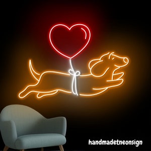 Dachshund Balloon Dog Neon Wall Sign, Dog Lover Led Wall Sign, Animal ...