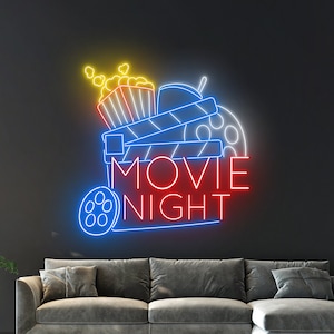 Movie Night Neon Light, Cinema Neon Sign, Movie Theater Led Light ...