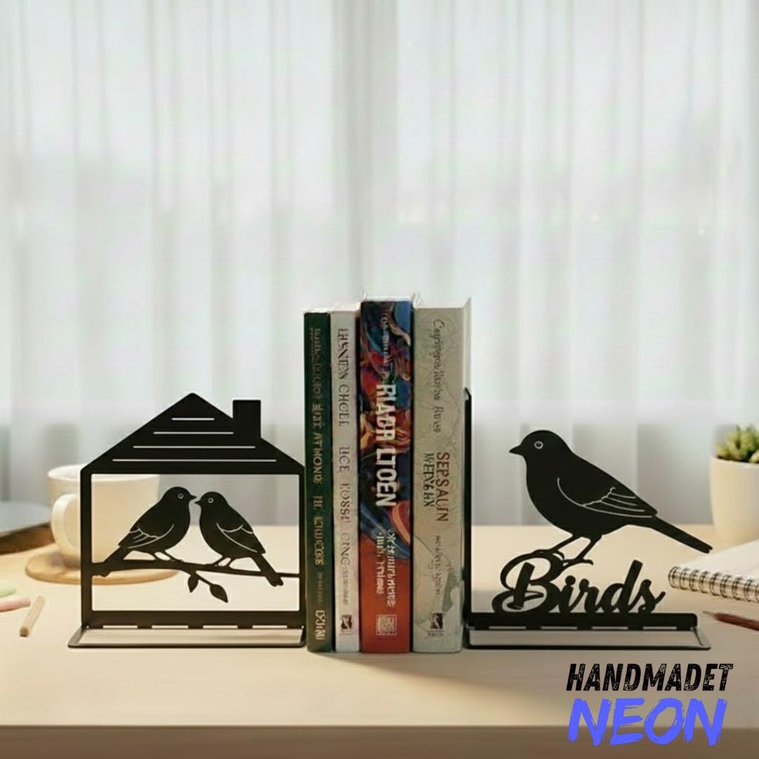 Personalized Couple Bird Metal Bookends, Custom Name Book Stopper With ...