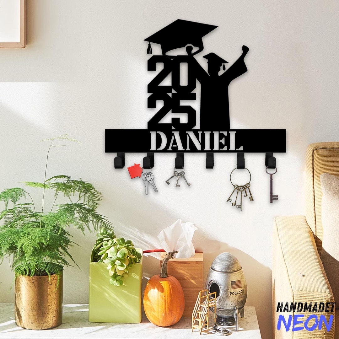 Custom Graduation Key Holder Wall Hanger, Graduate Metal Wall Hooks ...