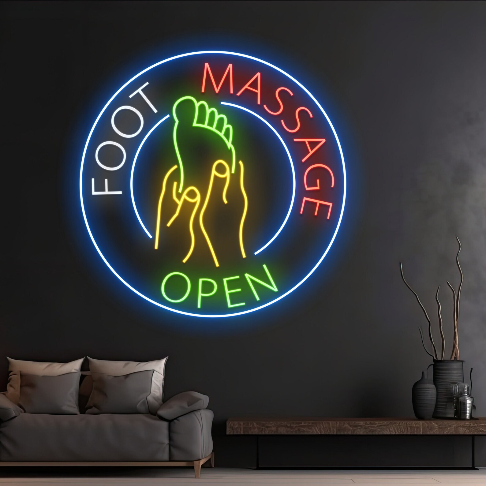 Custom Foot Massage Open Neon Sign, Massage Shop Led Sign, Spa Led ...