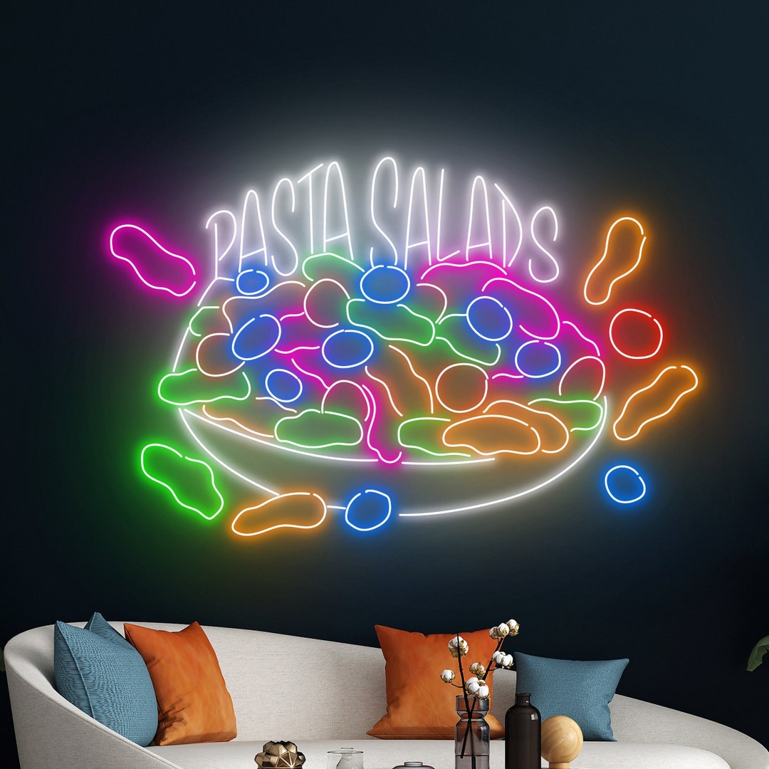Macaroni Pasta Salads Neon Sign, Italian Noodles Led Light, Italy Noodle Neon Sign,macaroni ...