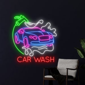 Car Wash Neon Sign, Car Wash Logo Neon Light, Car Wash Open Led Light ...