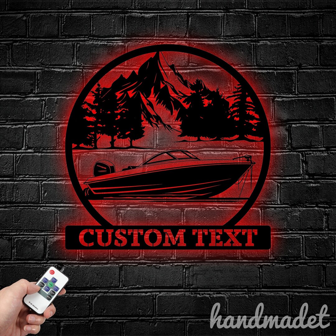 Custom Speed Boat Metal Wall Art LED Light, Boat Metal Sign, Boat Metal ...