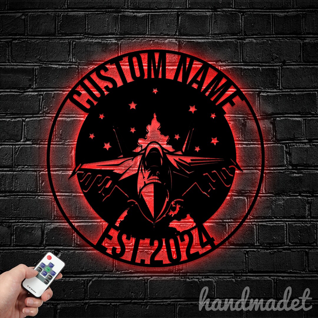 Personalized Fighter Pilot Metal Sign, Pilot Metal Light, Airplane Led ...