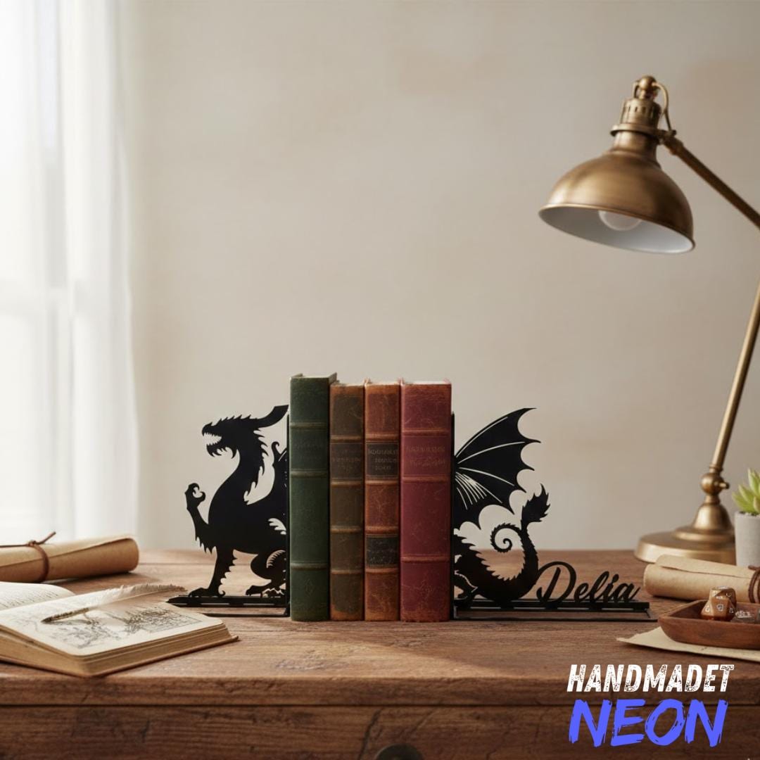 Custom Dragon Metal Bookends Dragon Name Bookend, Dragon Table Sign ...