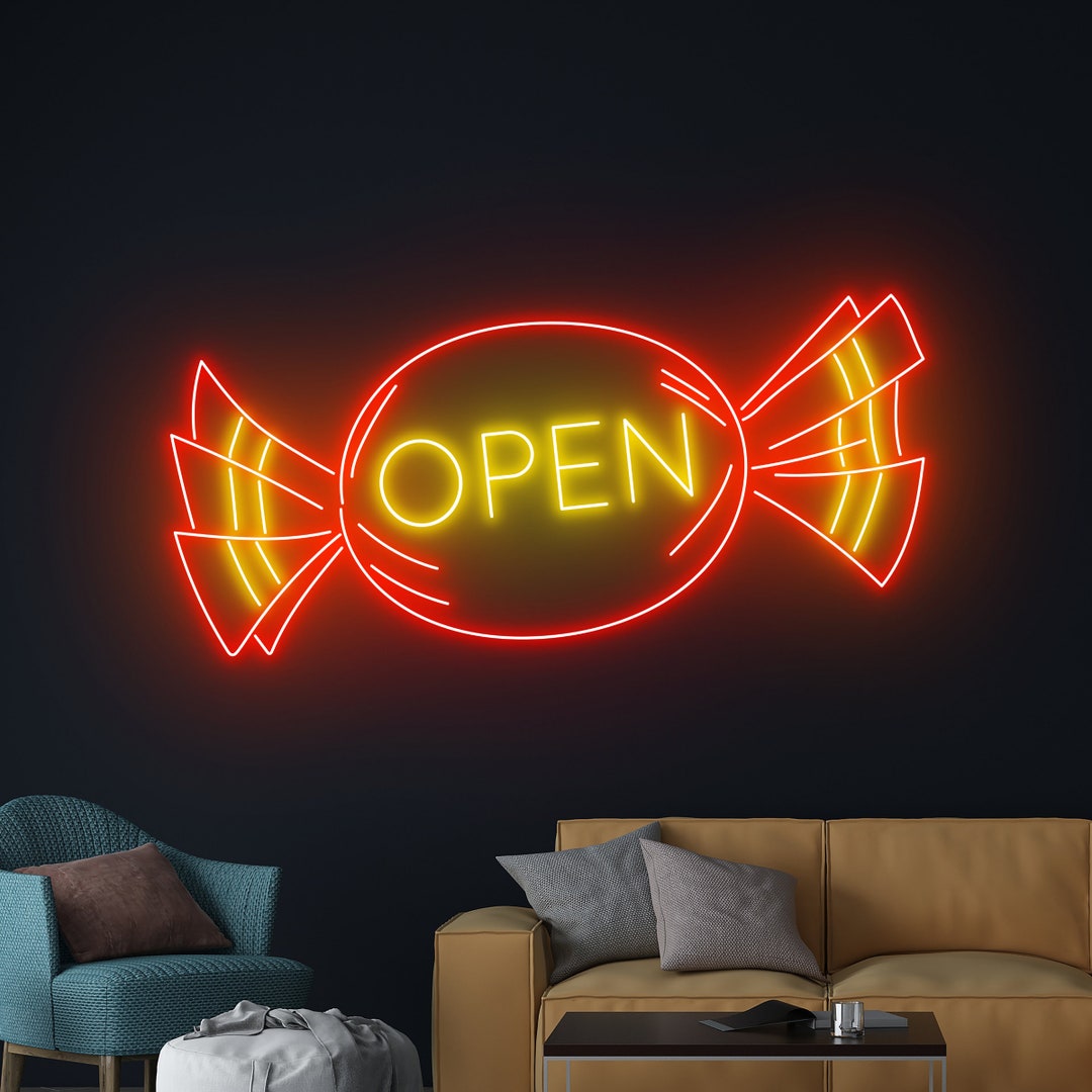 Candy Open Logo Neon Sign, Candy Open Neon Sign, Candy Bakery Led Light ...