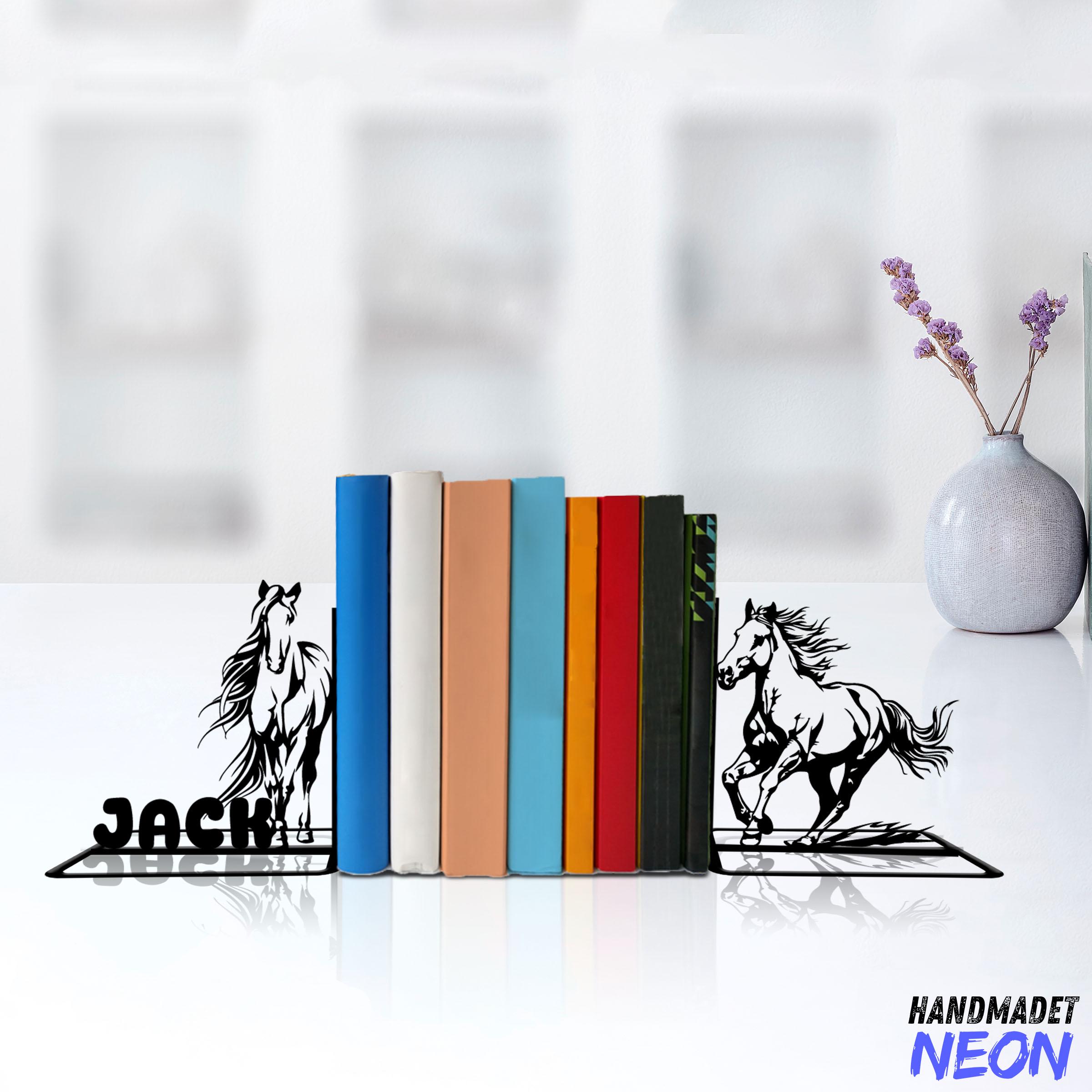 Custom Horse Metal Bookends, Horse Ranch Name Bookend, Horse Table Sign ...