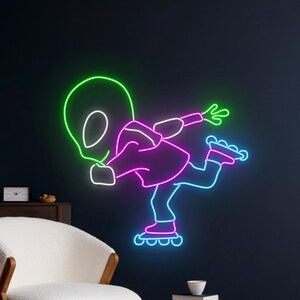 Alien Roller Skate Led Sign, Alien Roller Skate Neon Light, Swag Alien ...