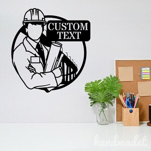 Custom Civil Engineer Metal Wall Art LED Light, Civil Engineer Metal ...