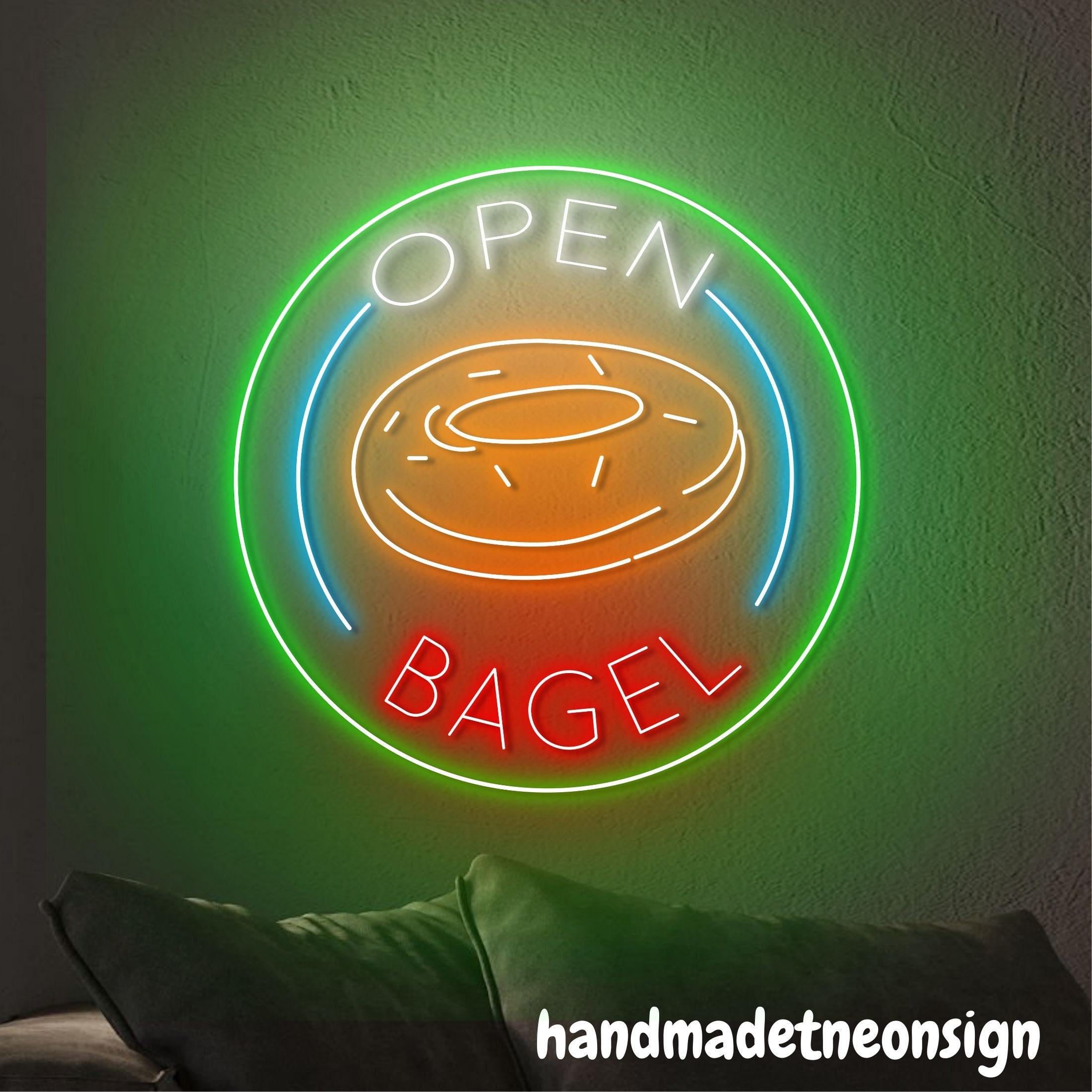Bagel Open Neon Sign, Open Bagel Led Sign, Bagel Cake Neon Light, Cake ...