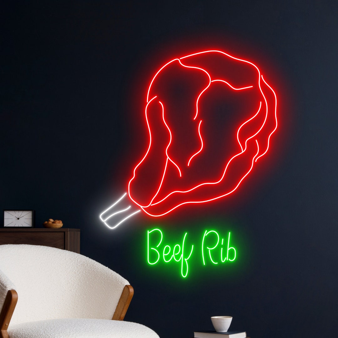 Beef Ribs Neon Light, Beef Ribs Neon Sign, Meat Led Light, Grill Led ...