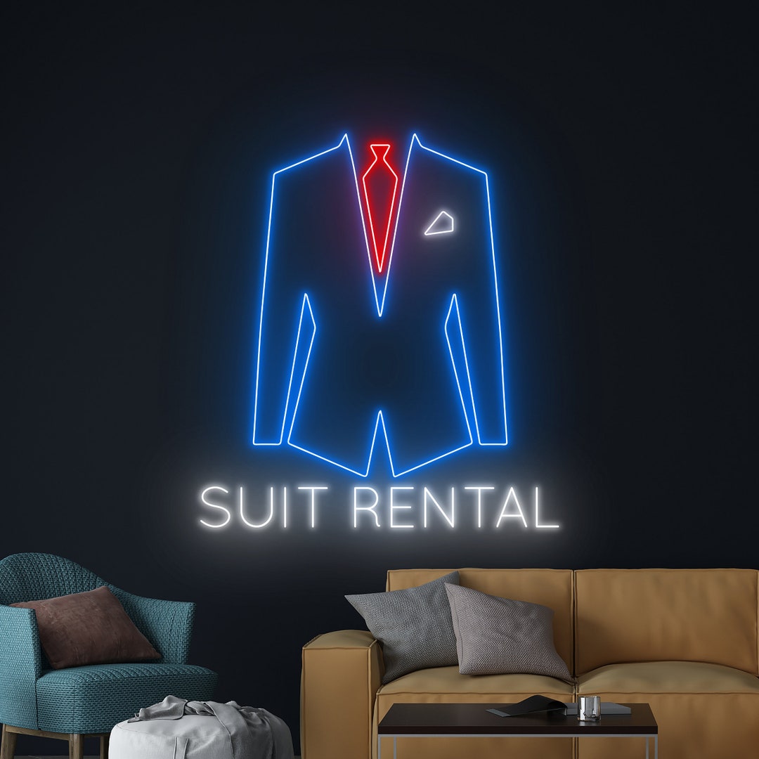 Suit Rental Led Sign, Suit Neon Sign, Men's Vest Led Light, Clothing ...