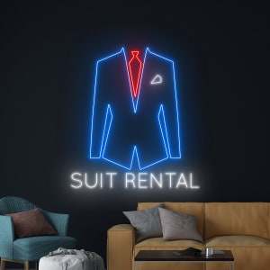 Suit Rental Led Sign, Suit Neon Sign, Men's Vest Led Light, Clothing ...