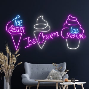 Ice Cream Neon Sign, Ice Cream Led Sign, Ice Cream Led Sign, Custom ...