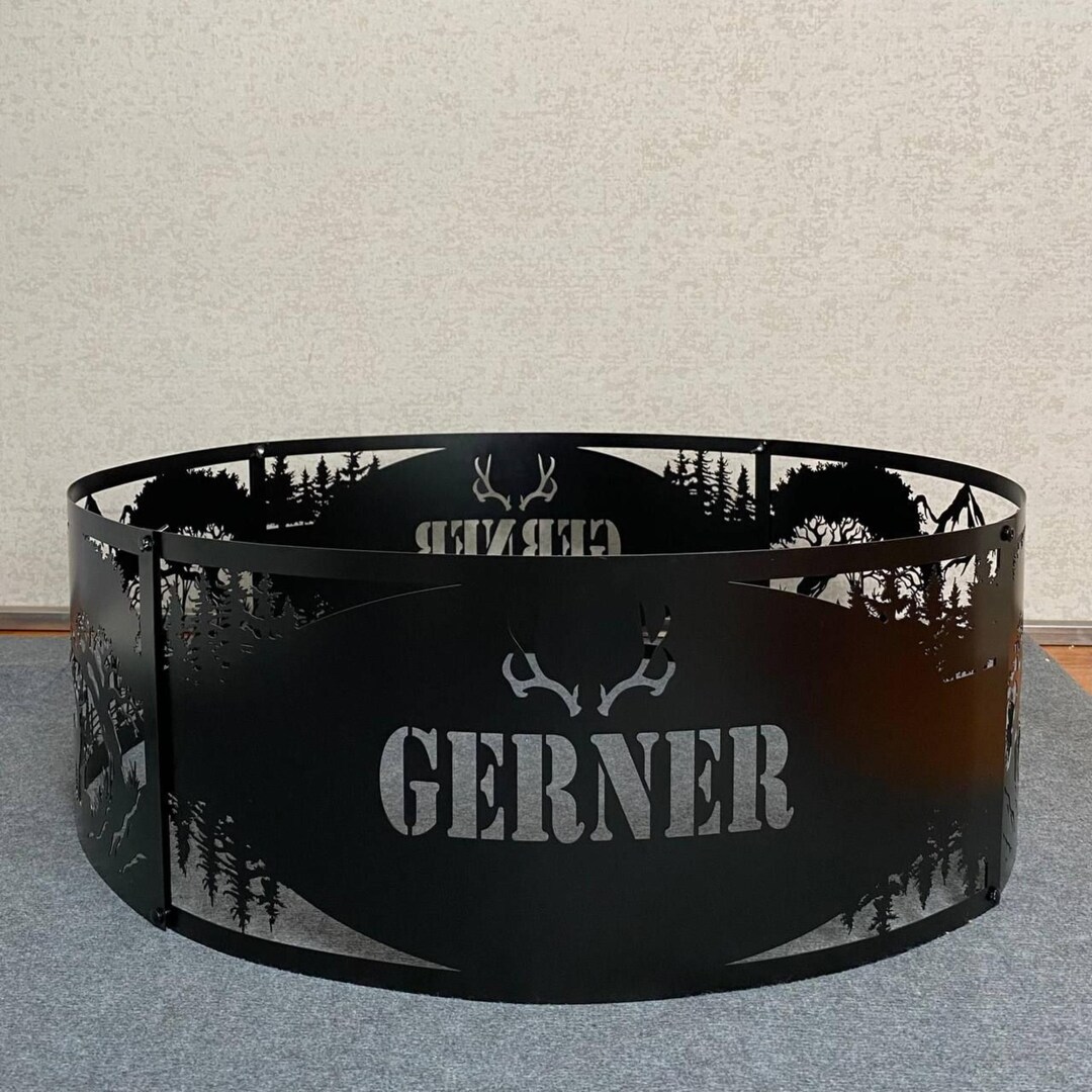 Personalized Deer Fire Pit Ring, Forest Fire Ring Camping, Fire Pit ...