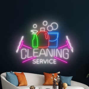 Cleaning Service Led Sign, Cleaning Service Neon Light, Service Room ...
