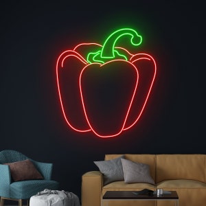 Bell Pepper Neon Sign, Pepper LED Light, Chili Neon Light, Hot Food ...