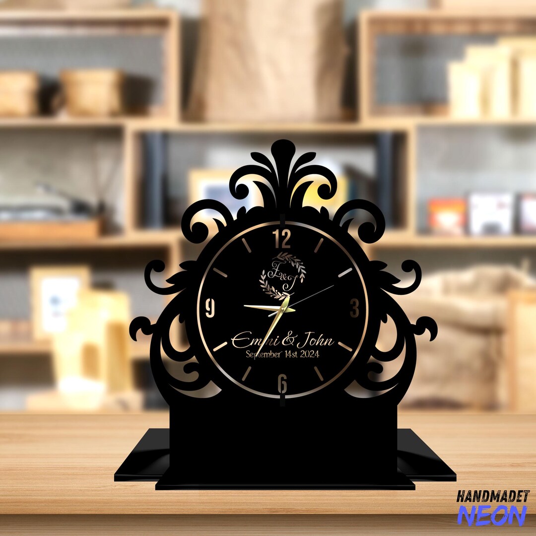 Custom Couple Name Tabletop Metal Clock, Wedding Desktop Clock ...