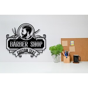 Personalized Barber Shop Metal Wall Art LED Light, Custom Barber Metal ...