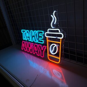 Custom Take Away Coffee Neon Sign, Coffee Shop LED Sign, Cafe Neon ...