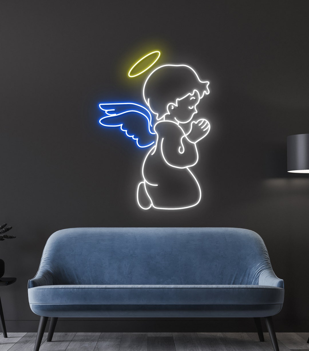 Angel Neon Sign, Guardian Neon Sign - Custom Neon Sign/ Personalized ...