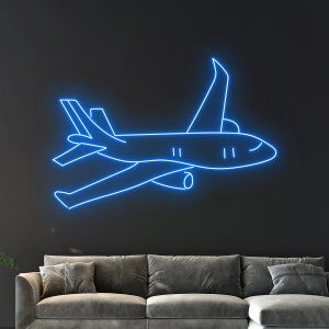 Custom Airplane Neon Sign, Airplane Led Sign, Airplane Wall Decor ...