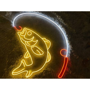 Fishing Neon Led Sign, Salmon Neon Sign, Wall Decor, Fish Led Light ...
