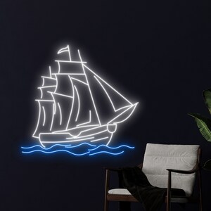 Sailing Ship Neon Sign, Sailing Ship Led Sign, Sailing Boat Led Light ...
