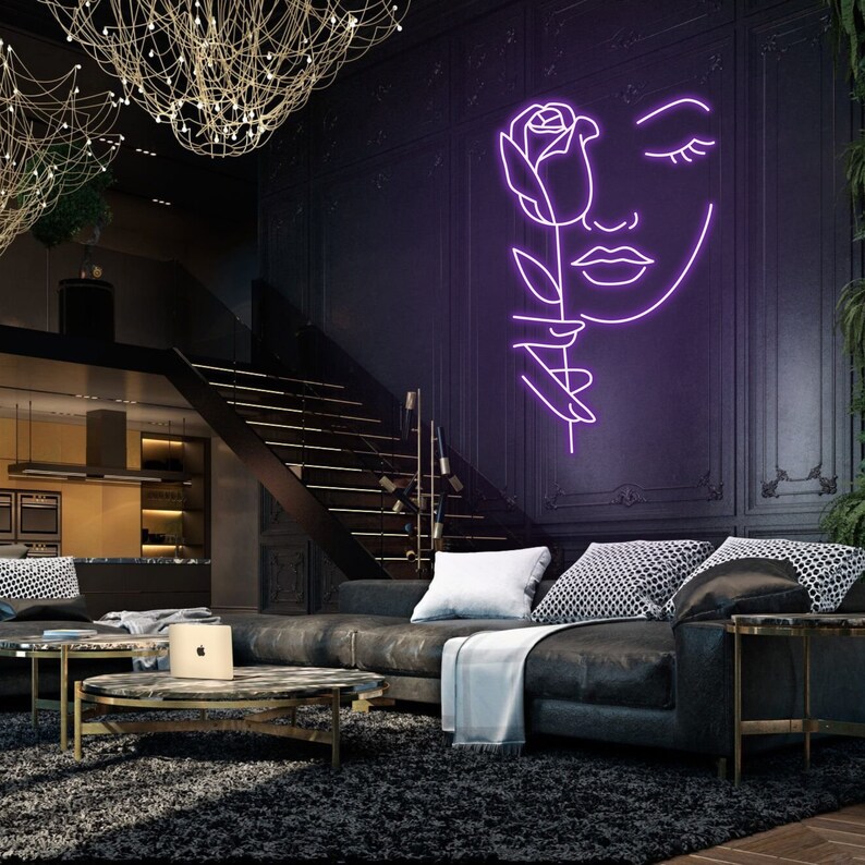 Abstract Woman Face Neon Signs Rose Woman Led Signs Lover - Etsy