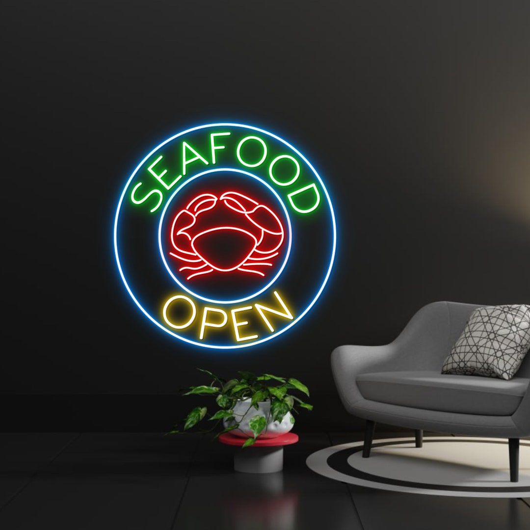 Seafood Open Neon Sign, Seafood Open Led Sign, Seafood Led Lights ...