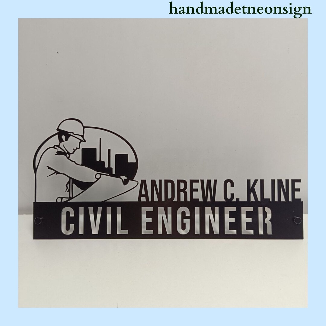 Custom Civil Engineer Metal Desk Name Plate, Engineer Metal Job Name ...