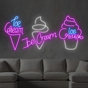 Ice Cream Neon Sign, Ice Cream Led Sign, Ice Cream Led Sign, Custom ...