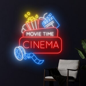 Custom Cinema Movie Time Neon Light, Movie Theater Led Sign, Cinema ...