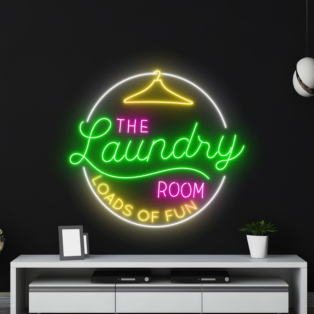 The Laundry Room Led Sign, Wardrobe Hanger Neon Sign, Dry Cleaner Neon ...