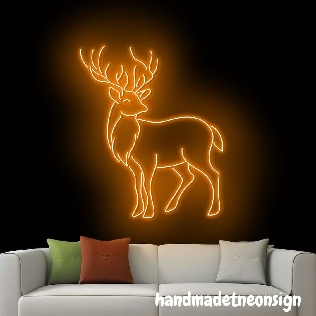 Deer Neon Sign, Deer Led Sign, Deer Line Art Neon Light, Deer Animal ...