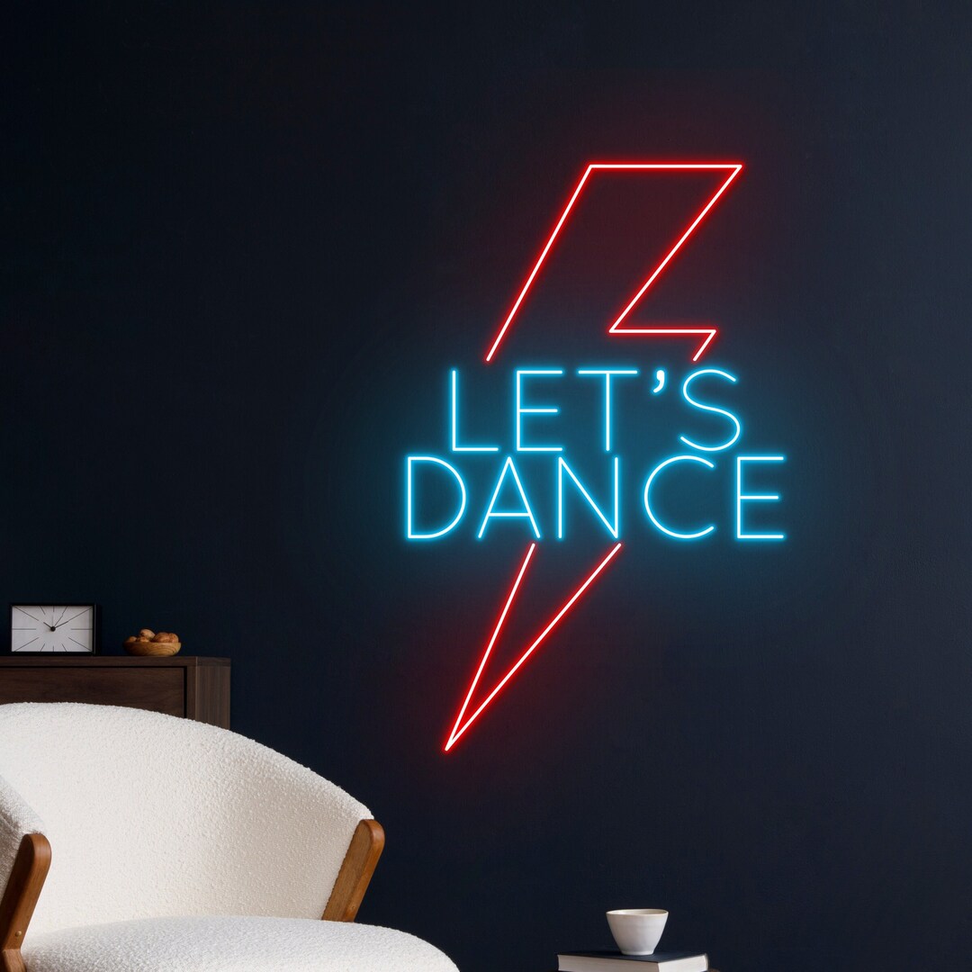 Let's Dance Lighting Bolt Neon Sign, Light Bolt LED Light, Thunder Led ...