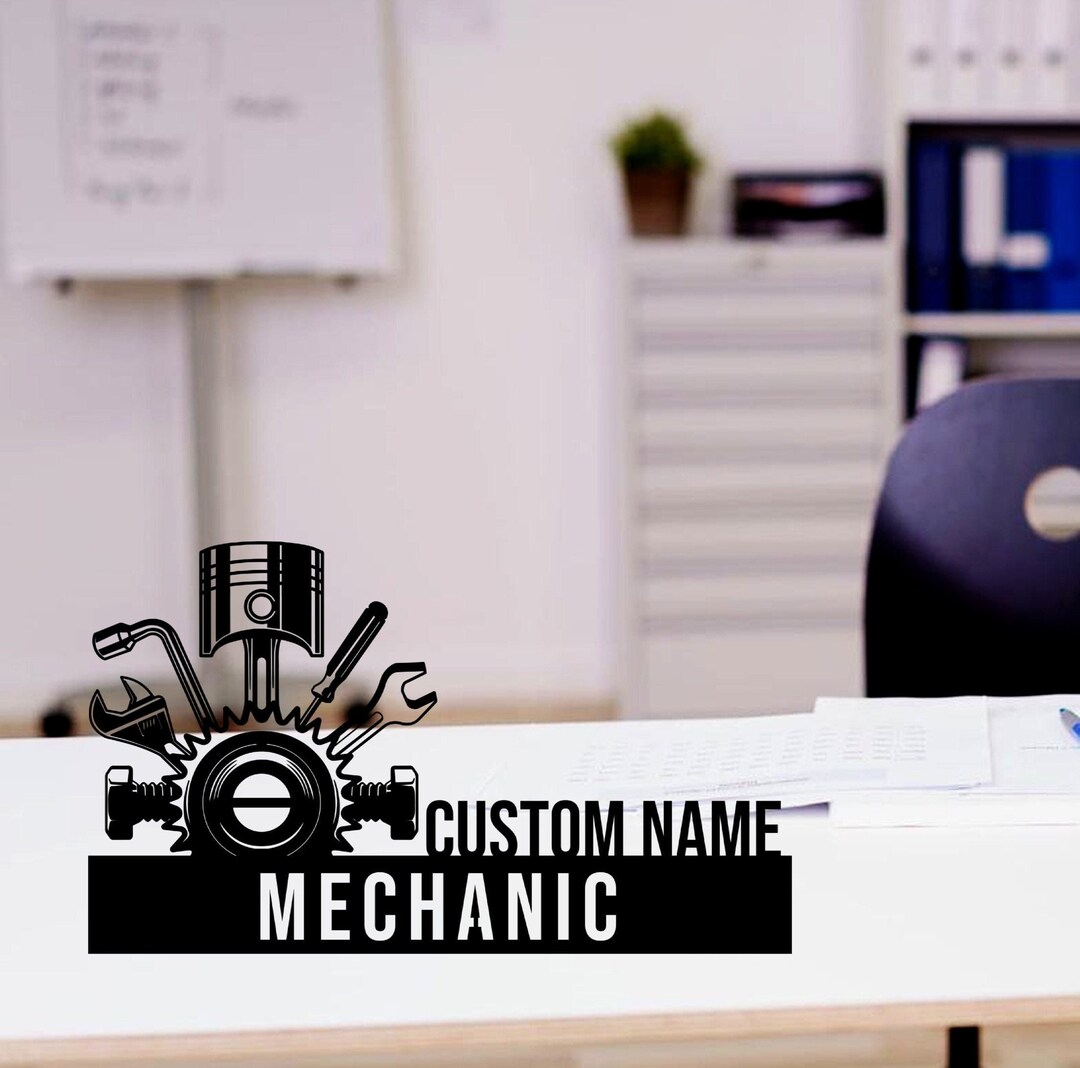 Custom Mechanic Desk Name Plate, Mechanic Metal Nameplate for Desk ...